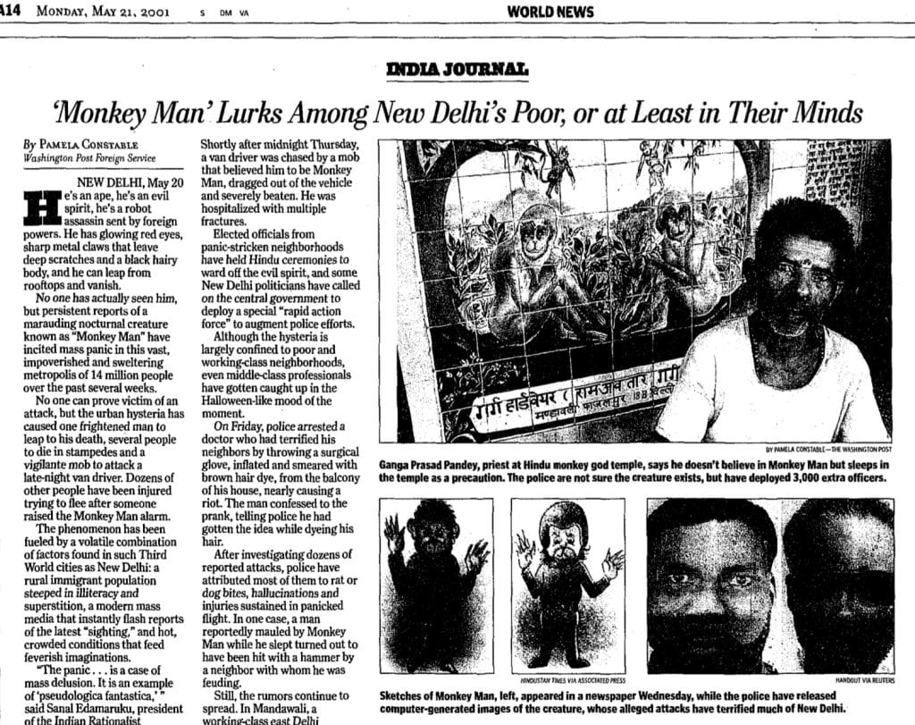 The Monkey Man Panic: 20 Years Later | Skeptical Inquirer
